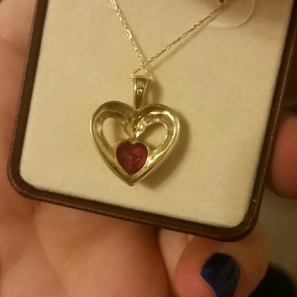 Jewelry | Gold And Ruby Heart Necklace | Poshmark